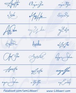 Ayesha Name Handwritten Signature Style - Likhaari.com